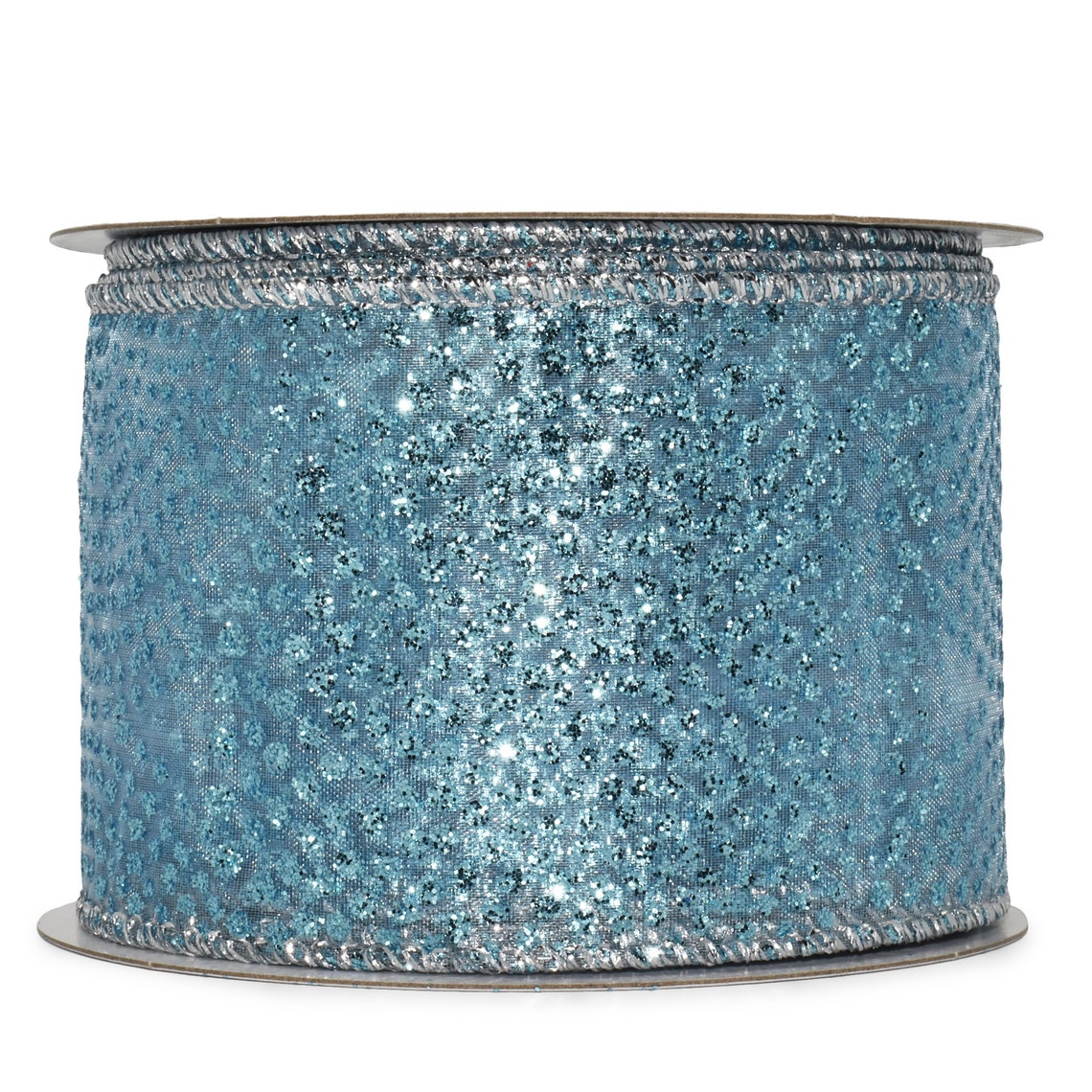 25 Foot Spool Winter Blue Glitter Circle Dot Design Christmas | Etsy