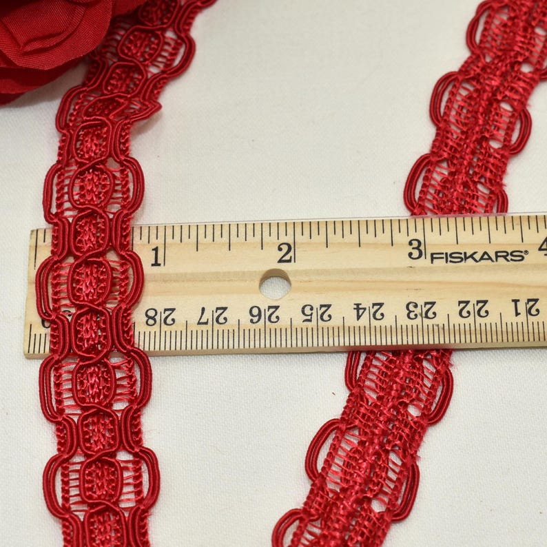 6ft Vintage Red Woven Intricate Gimp Trim - 3/4"w - Ornate Galloon ...