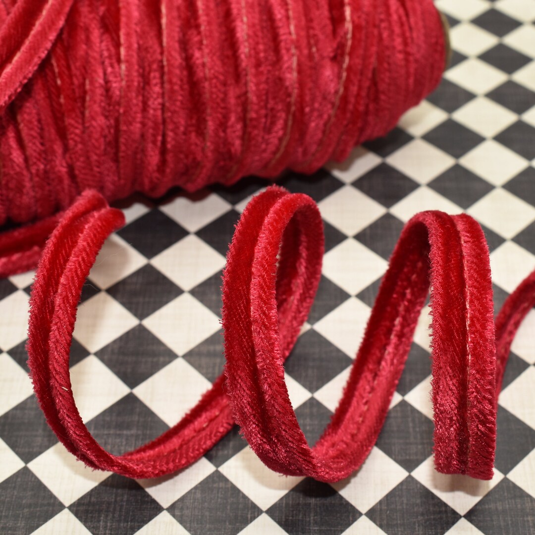 Vintage Red Velvet Trim, 6 FT X 7/16"w, Antique Piping Cord Edging ...