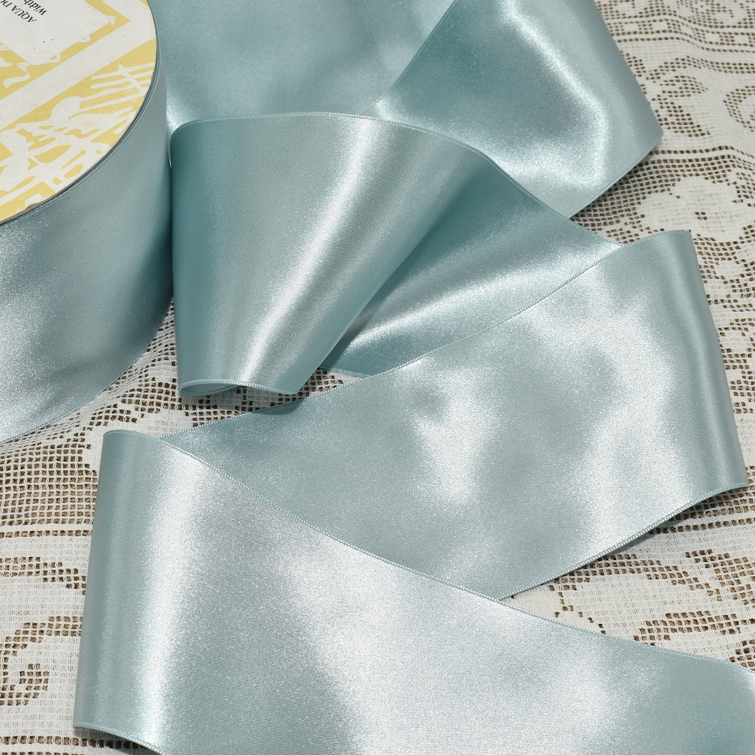 Midori Blue Satin Ribbon, 6ft X 2 7/8"w, Luxury Designer Double Faced ...