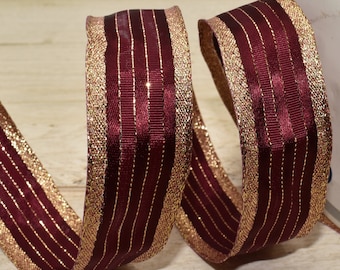 Burgundy Wired Ribbon - Etsy