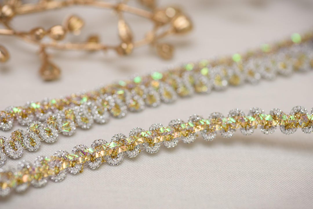 6ft Passementerie Jewel Silver Gimp Metallic Bullion Trim Braid (3/8"w ...
