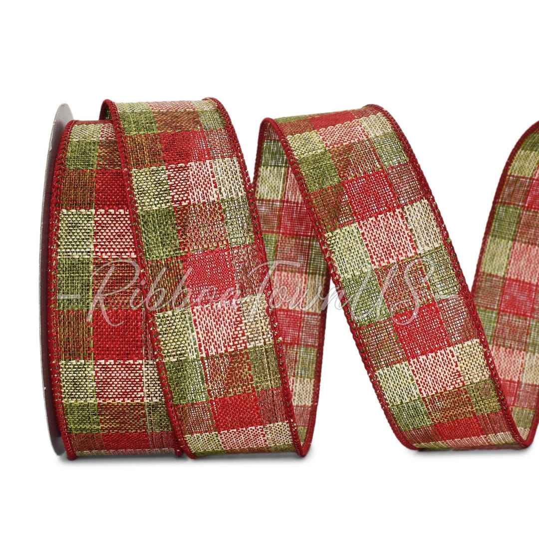 Christmas Red Green Country Plaid Farmhouse Wired Ribbon 1.5w X 10 ...