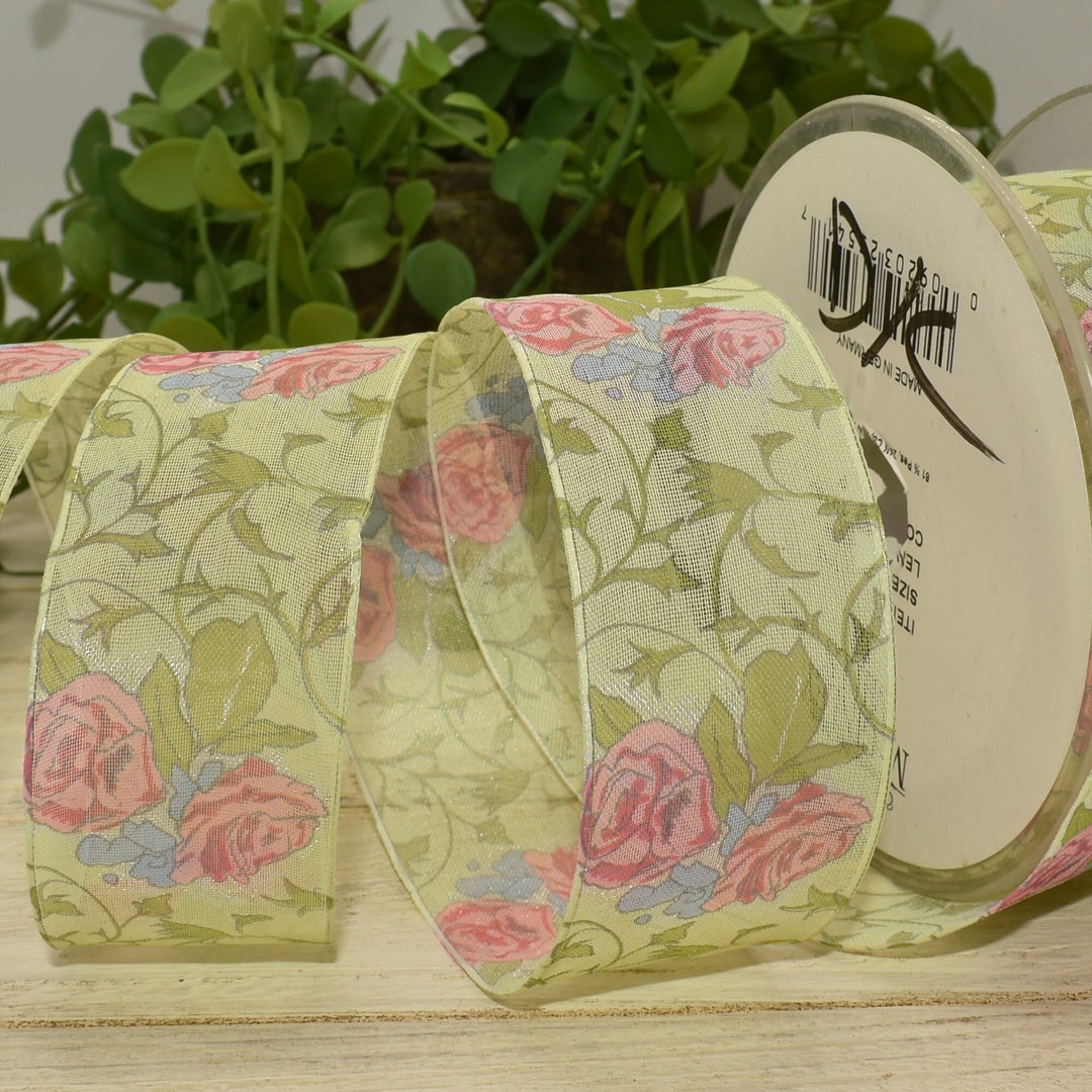 German Wired Ribbon, 7ft X 1.5w, Made in Germany, Garden Green Vines ...