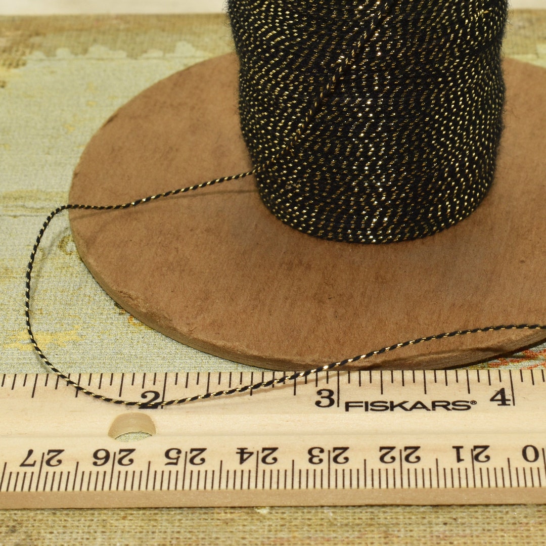 30 Feet Vintage Tiny Black and Gold Twisted Petite Cord Rope Narrow ...