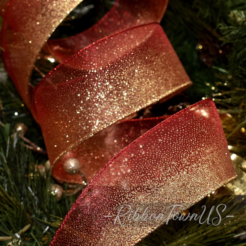 Gold and Red Ribbon Sheer - Etsy