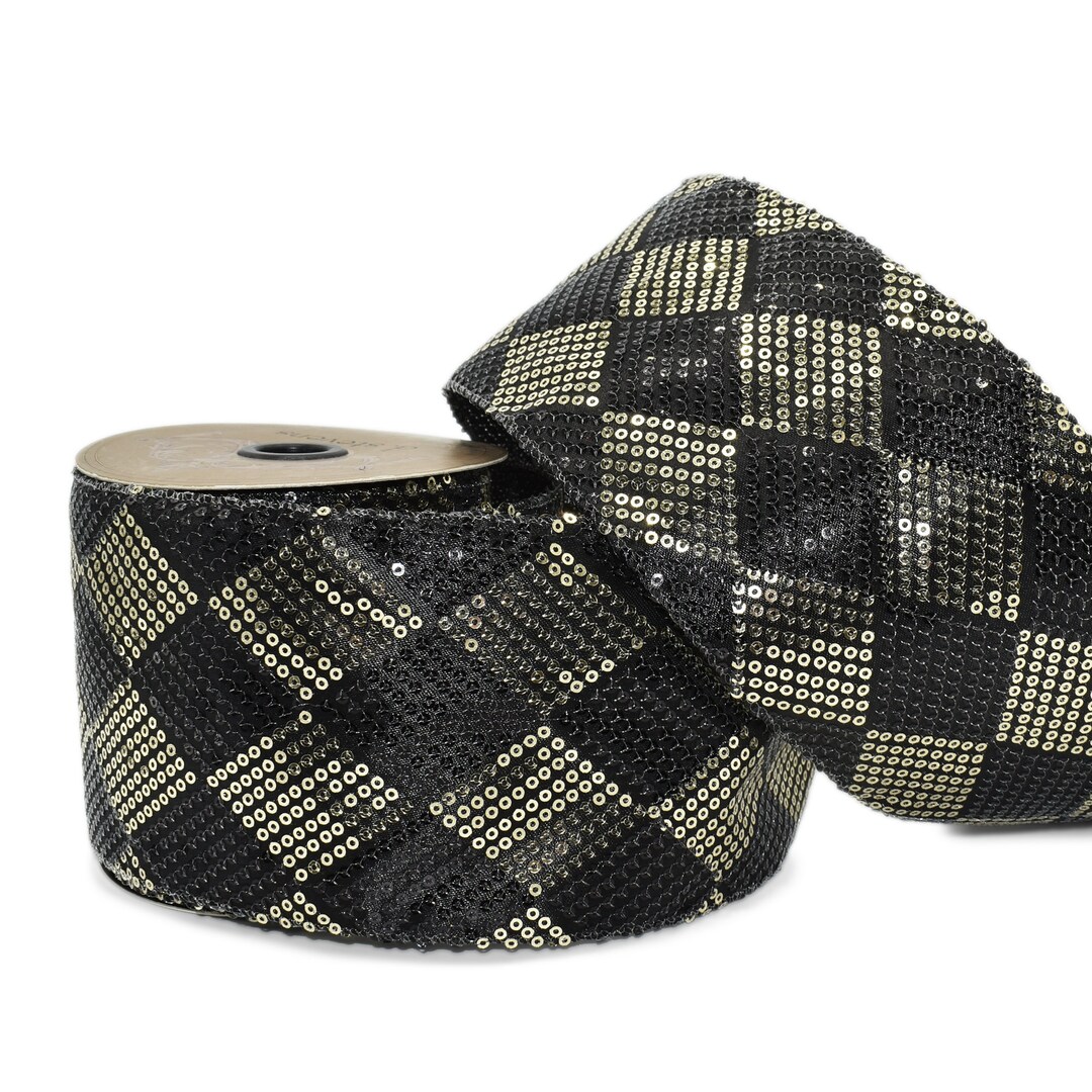 10 Yards Black Gold Sequins Diamond Harlequin Jester Christmas - Etsy