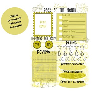 November Book of the Month Template L Book Review Template L Printable ...