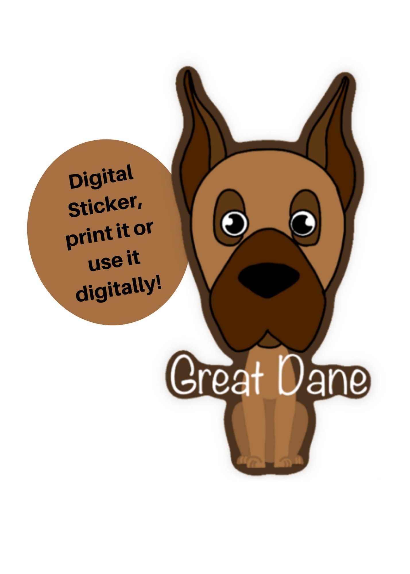 Digital Stickers, Great Dane Stickers, Dog Stickers - Etsy