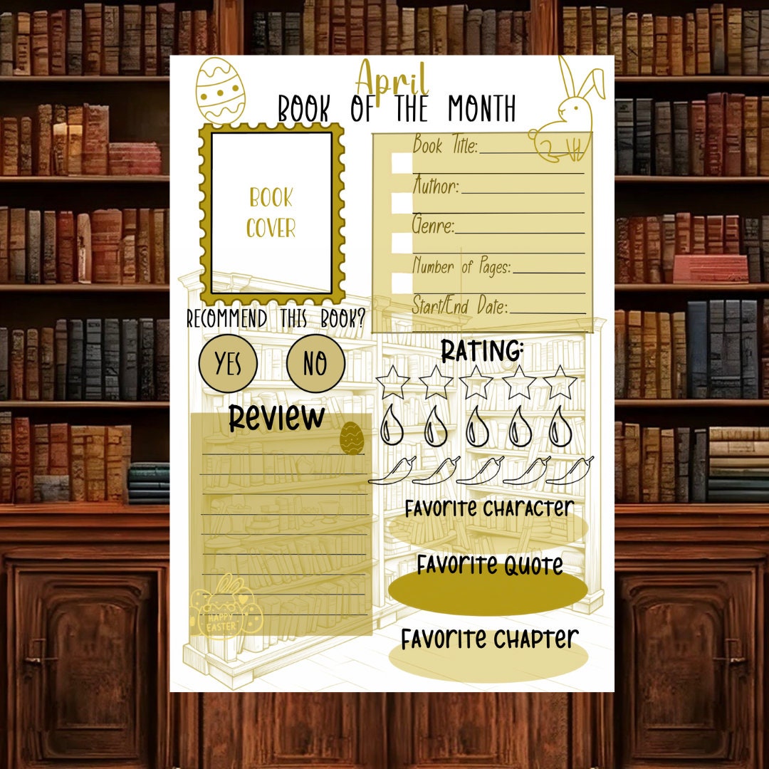 April Book of the Month Template L Book Review Template L Printable ...