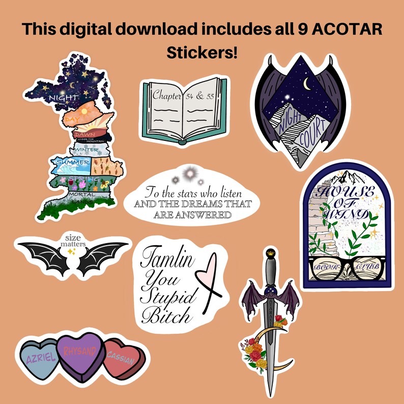 Acotar Stickers L A Court of Thorns and Roses Series L Digital Stickers ...