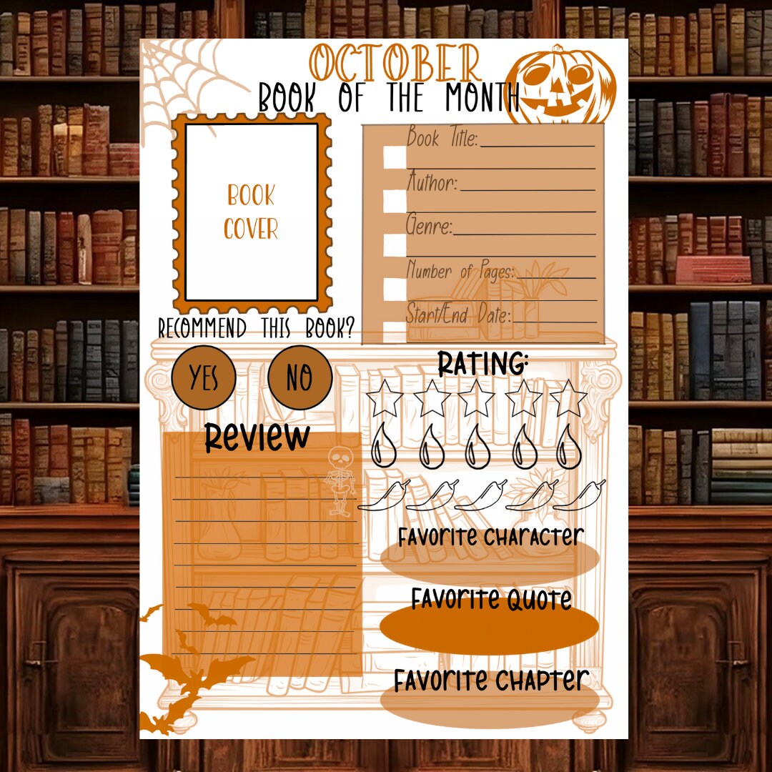 October Book of the Month Template L Book Review Template L Printable ...