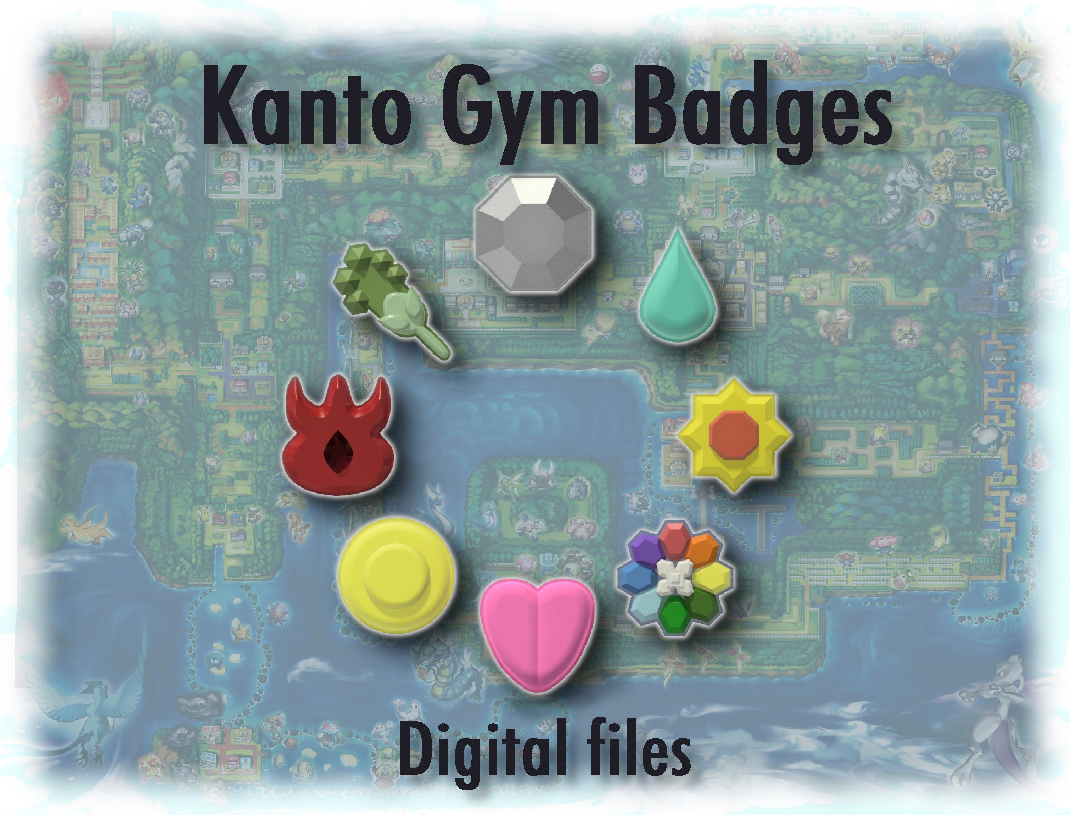 Pokemon: Kanto Badges 3D Print File - Etsy
