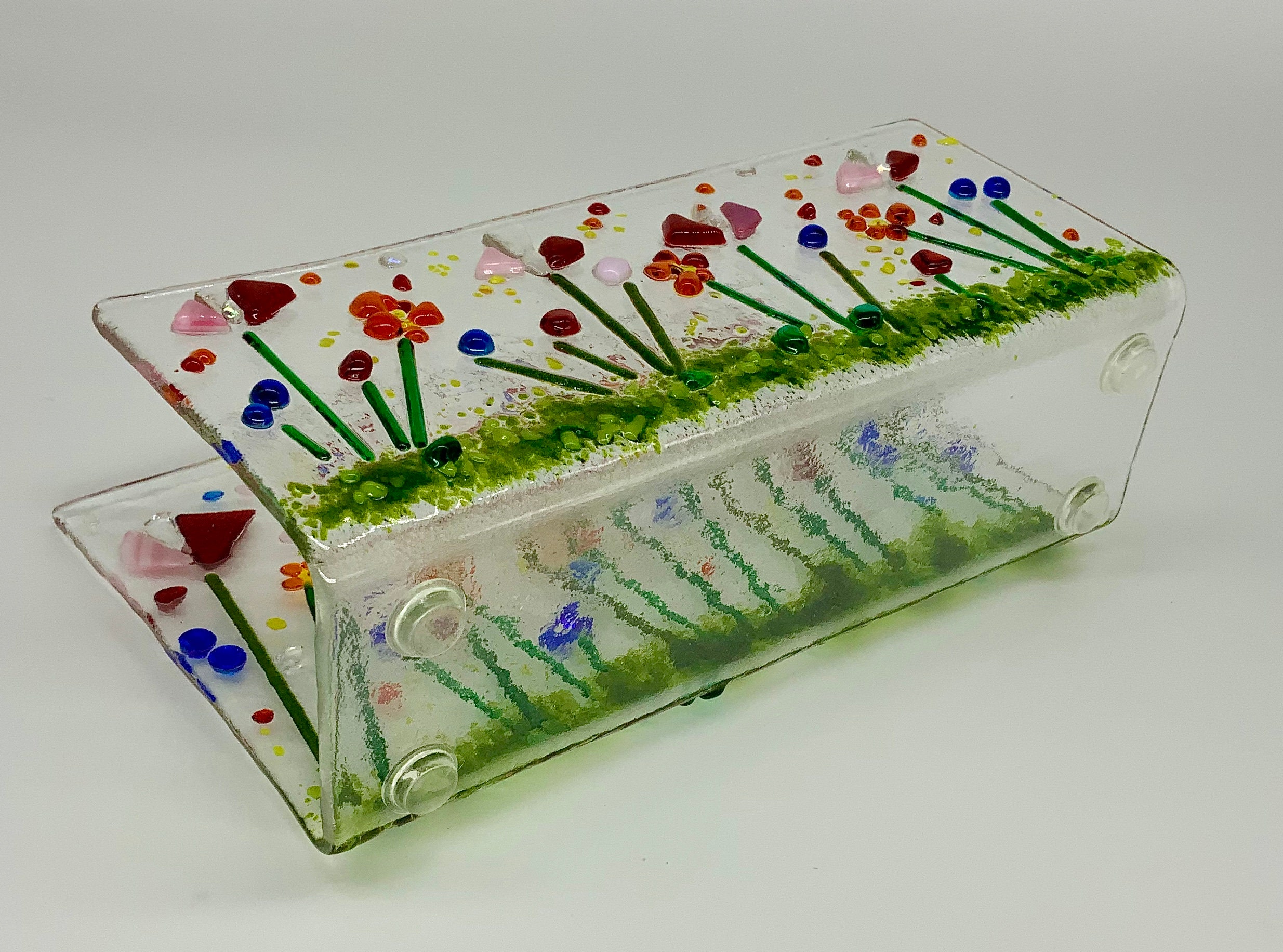 Fused Glass Napkin / Letter Holder Matching Key Dish - Etsy UK