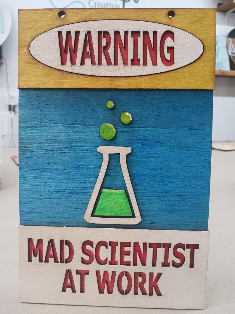 Mad Scientist Door Sign SVG Digital File for Laser Cutter - Etsy Australia
