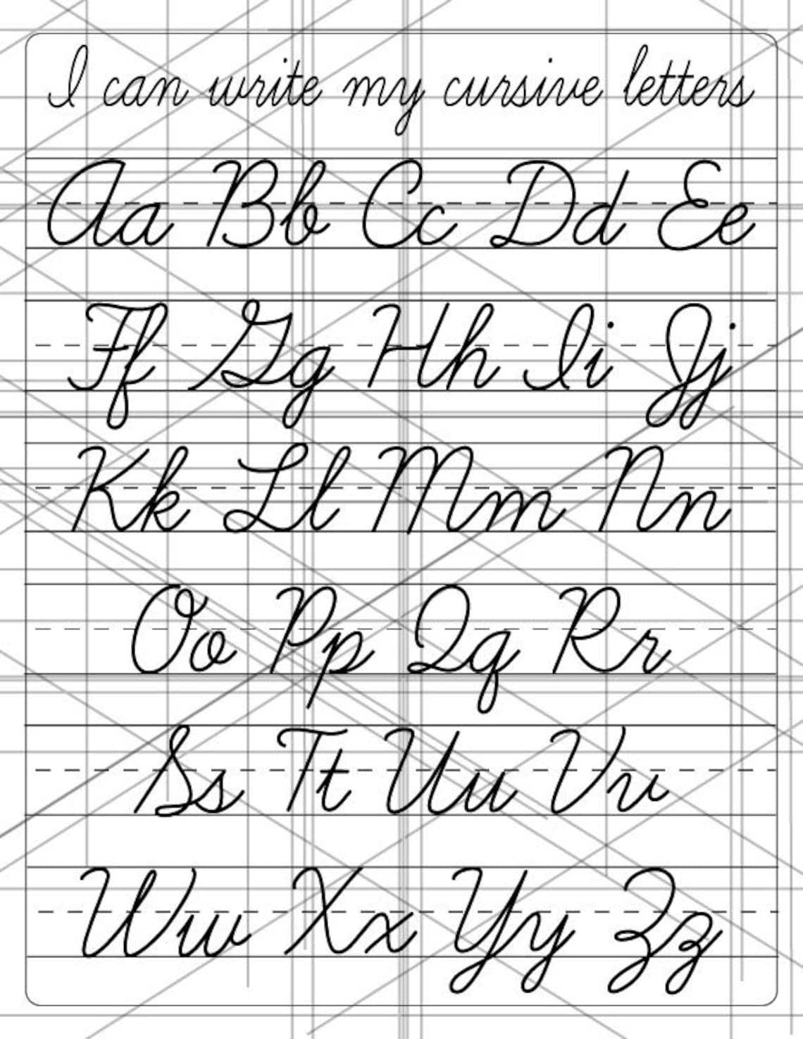 Cursive Letters Dry Erase Writing Practice Tracing Board | Digital Cut ...