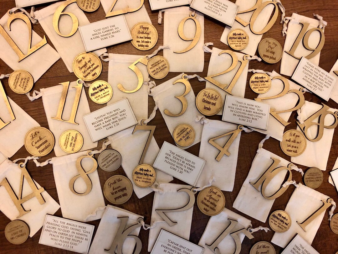 Christmas Countdown Advent Token Bundle | Winter Farmhouse Decor ...