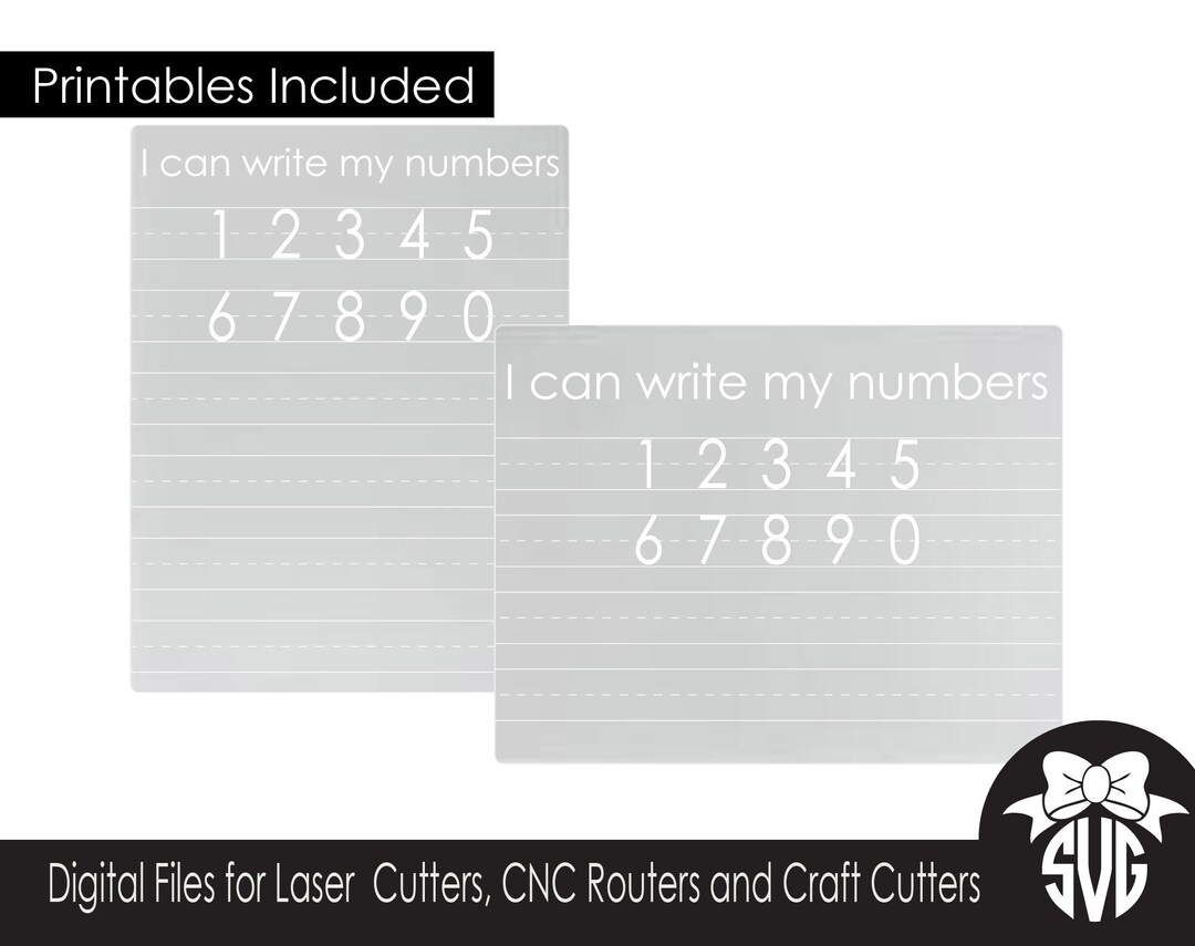 Numbers Dry Erase Writing Practice Tracing Board | Digital Cut File ...