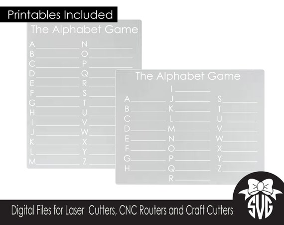 Dry Erase Alphabet Game Board Digital Cut File Glowforge | Etsy