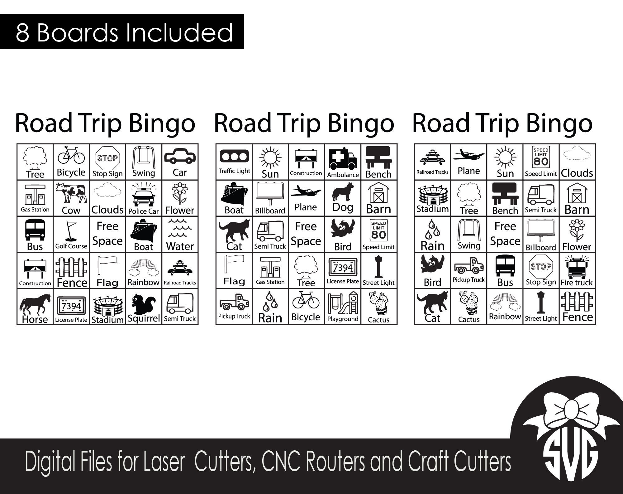 Road Trip Bingo Printable Game Boards PDF File Printables - Etsy