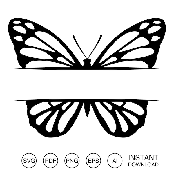 Butterfly Monogram Svg File Butterfly Split Frame Svg File Butterfly ...