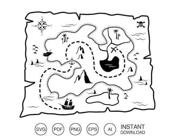 Blank Treasure Map Black And White