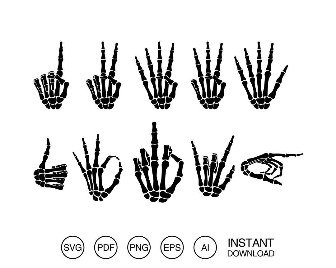Skeleton Hands Bundle SVG Cut File for Cricut and Silhouette - Etsy