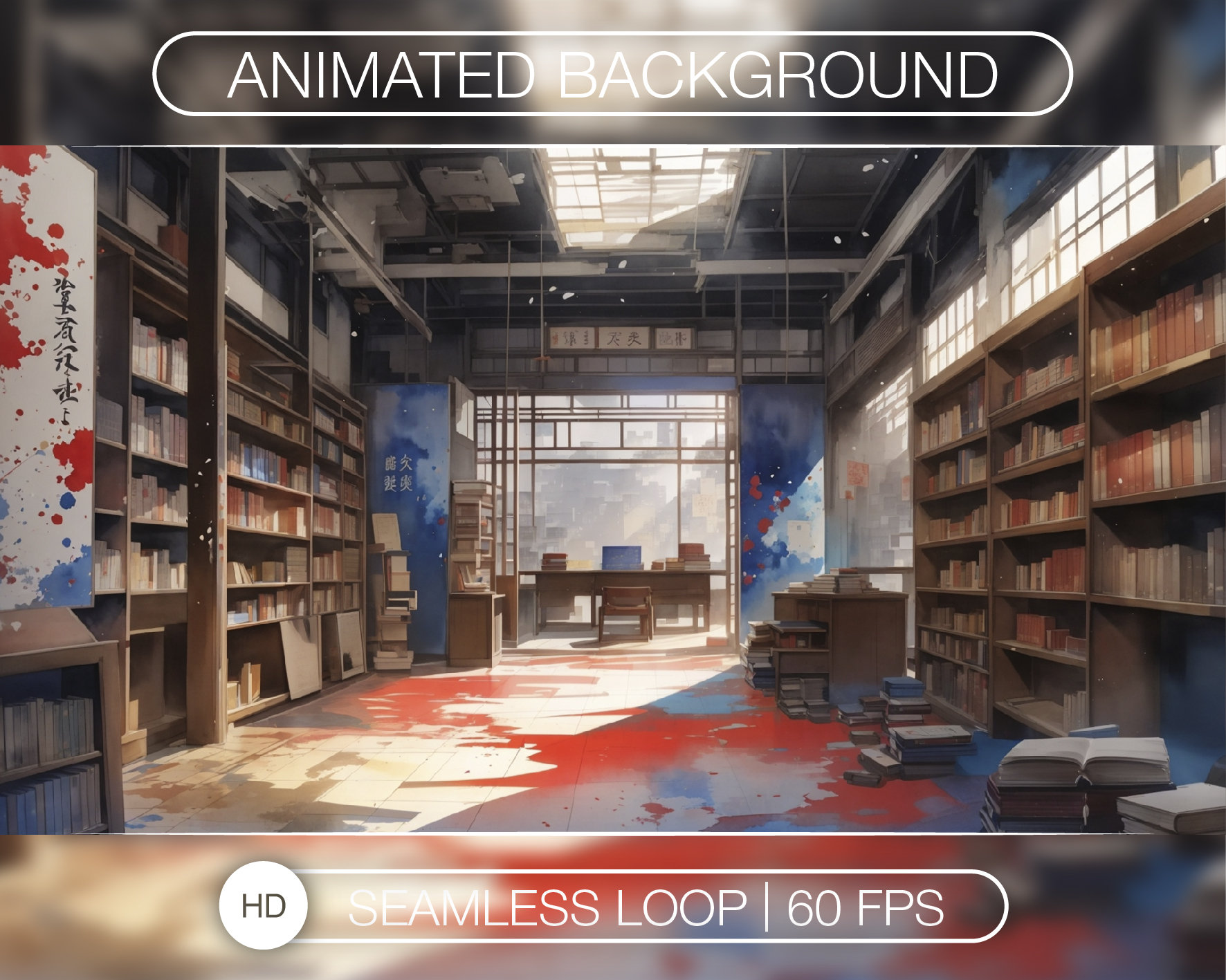 Animated Library Background, Seamless Loop, Grey Stream Overlay - Etsy