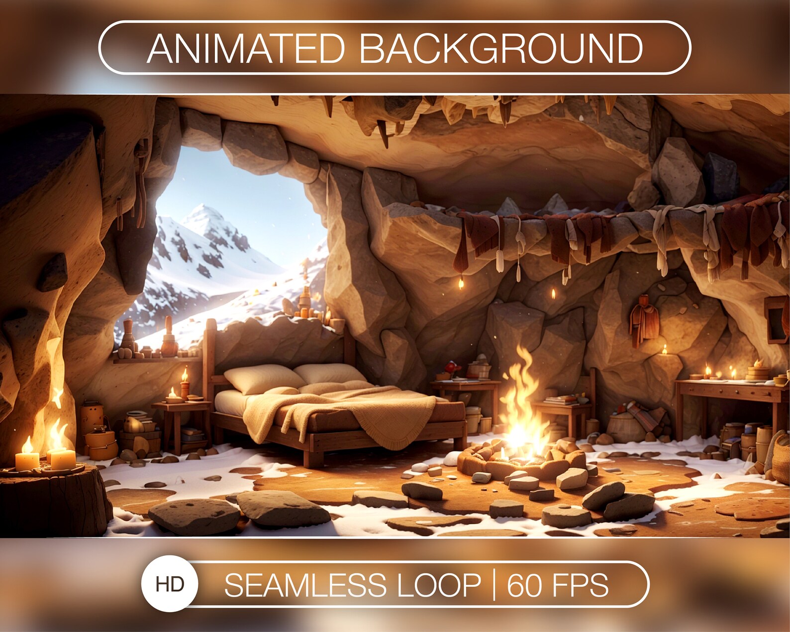 Cave Bedroom Animated Background, Looped Stream Overlay (MP4) - Etsy