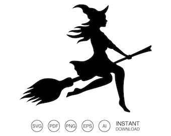 Halloween Witch Svg File Graphic, Witch Silhouette Vector Image Clip ...