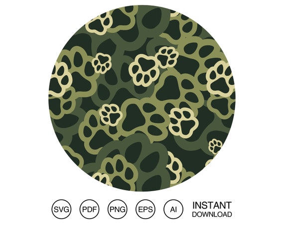 Camo Paw Pattern SVG - Etsy
