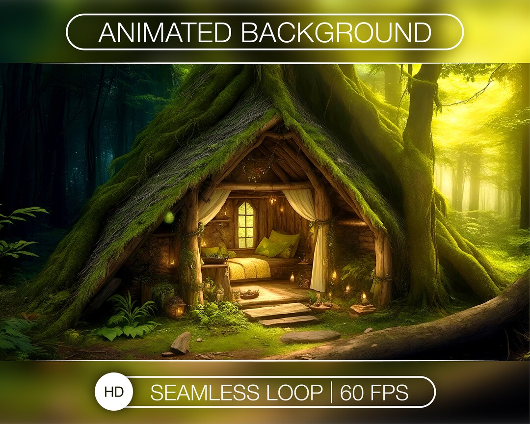 Animated Background for Twitch, Wooden Treehouse, Green Stream Overlay ...