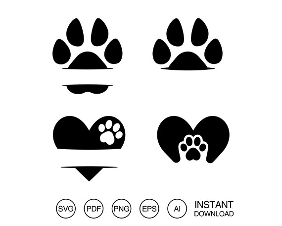 Paw Split Monogram Bundle SVG - Etsy