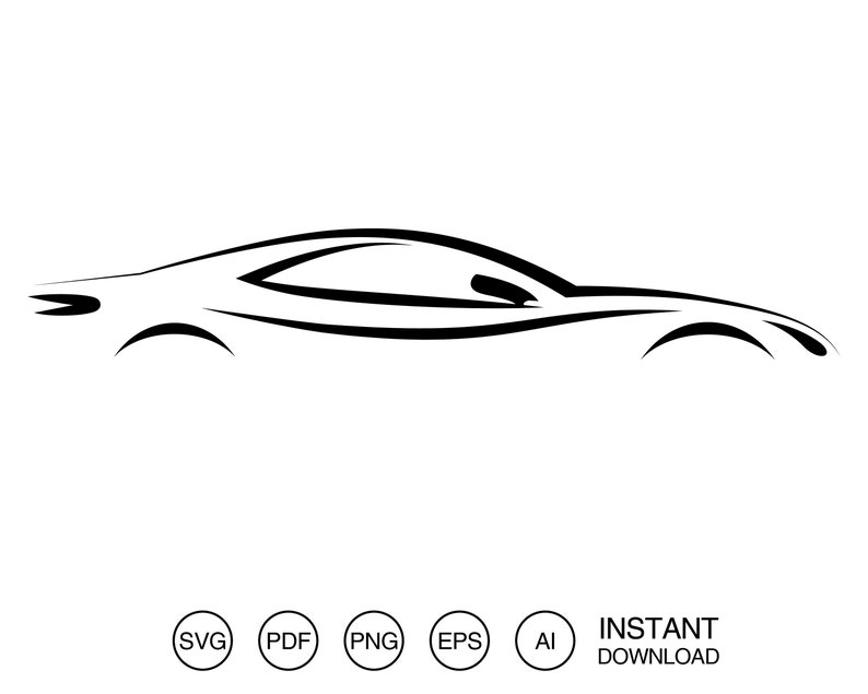 Sport Car Outline SVG - Etsy