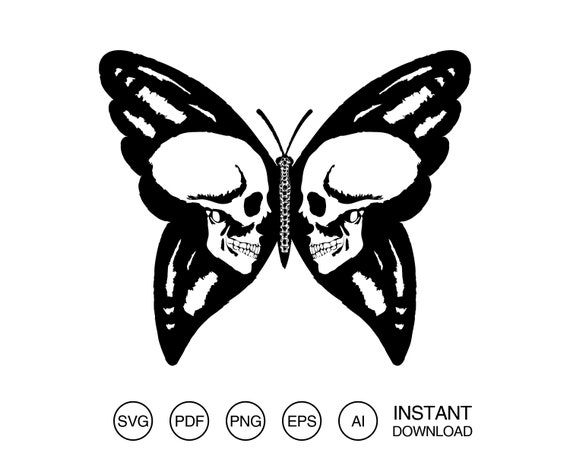 Butterfly Skull SVG - Etsy