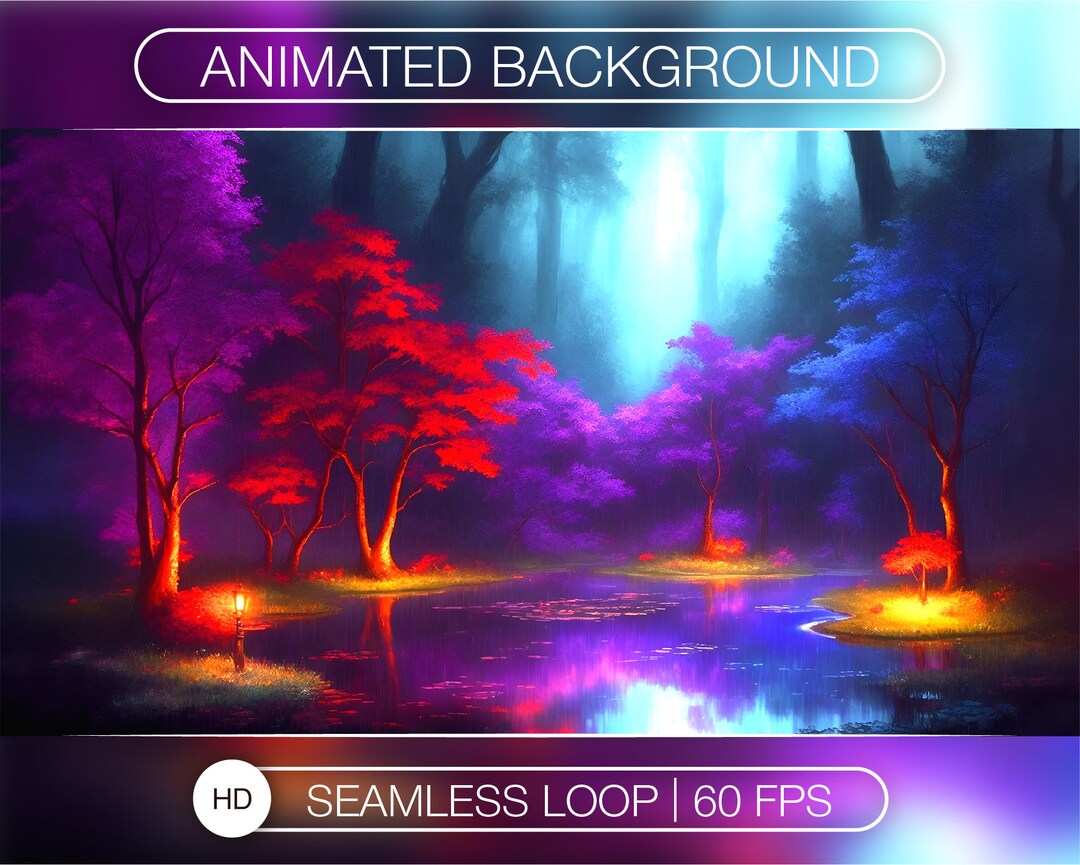 Animated Background for Twitch, Mystical Pond , Violet Stream Overlay ...