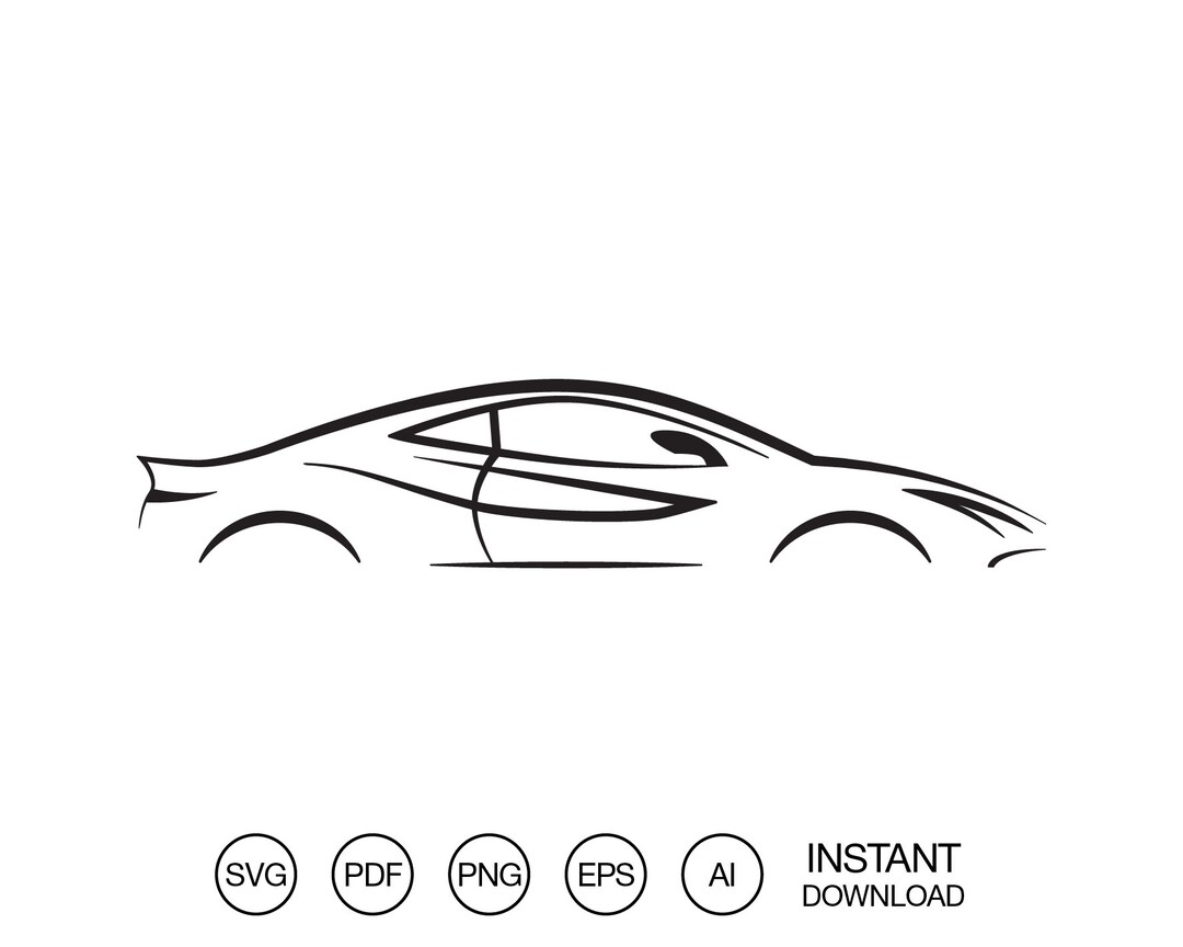 Sport Car Outline SVG - Etsy