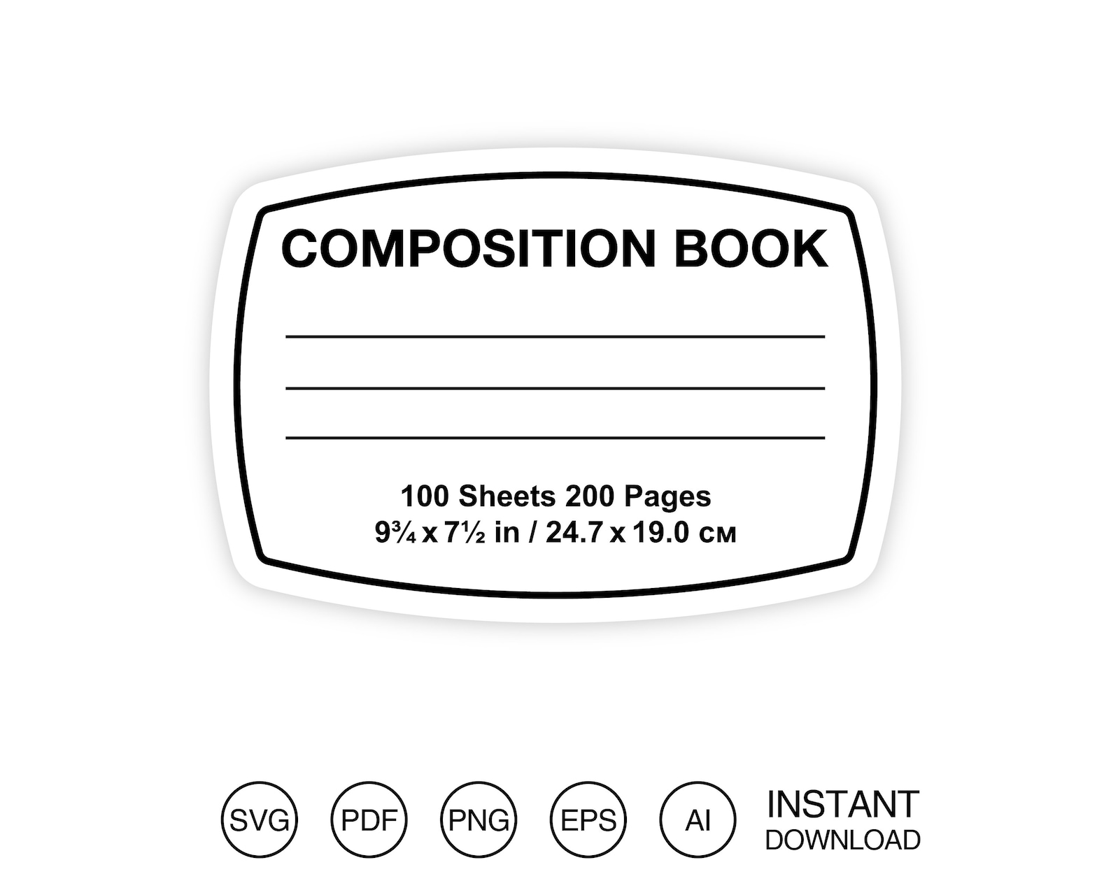 Composition Book SVG / Notebook Label Template - Etsy