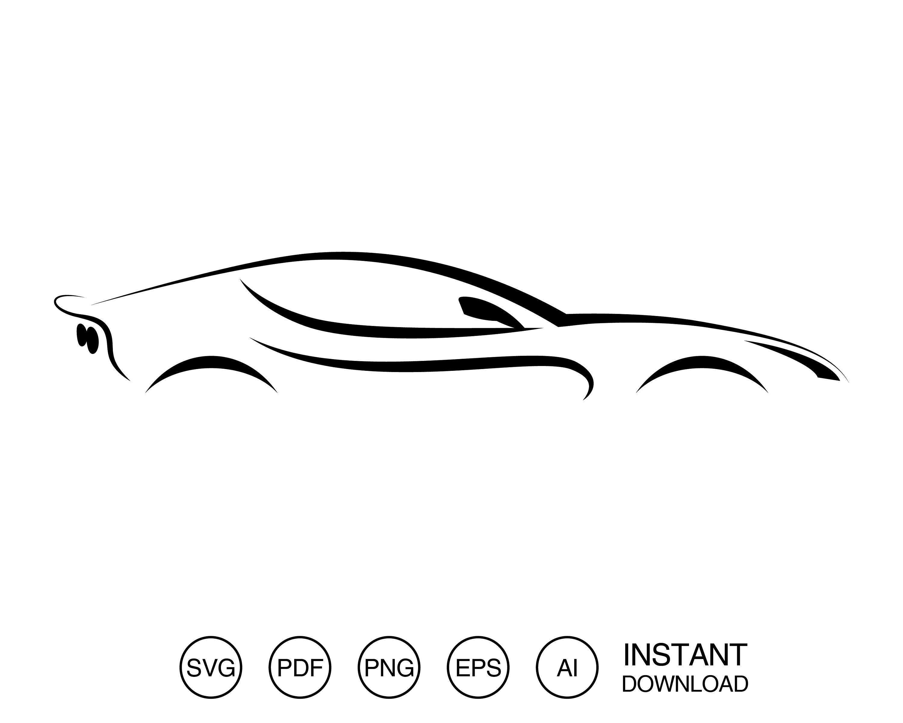 Sport Car Outline SVG - Etsy