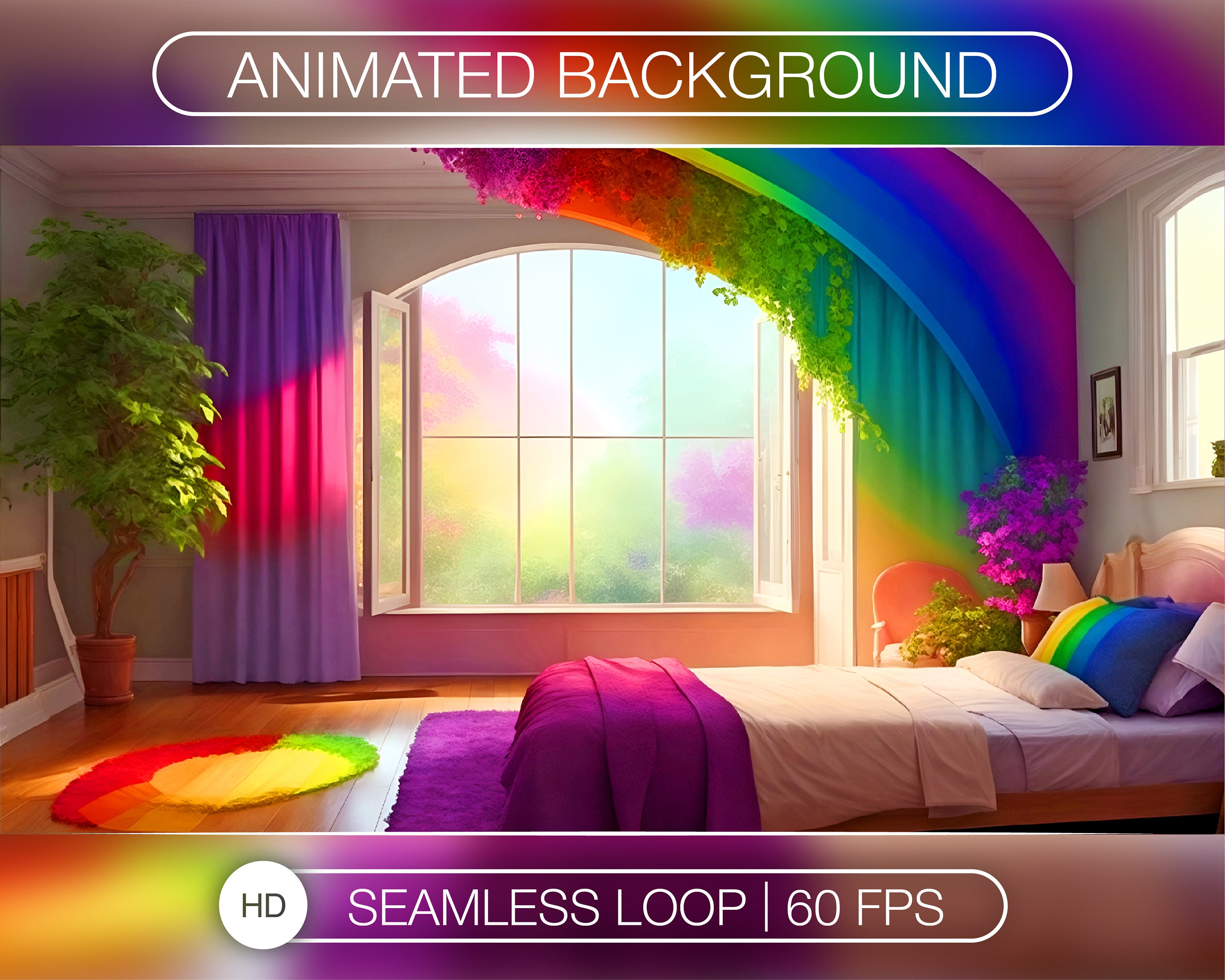 Animated Background for Twitch Rainbow Bedroom Rainbow - Etsy