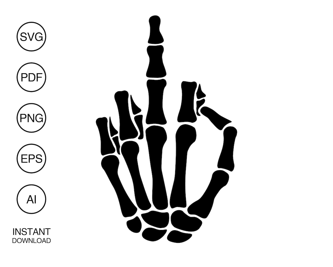 Mittelfinger Skelett SVG Datei für Cricut und Silhouette - Etsy.de