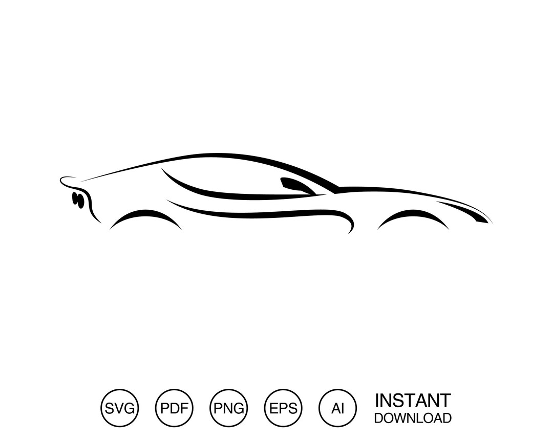 Sport Car Outline SVG - Etsy
