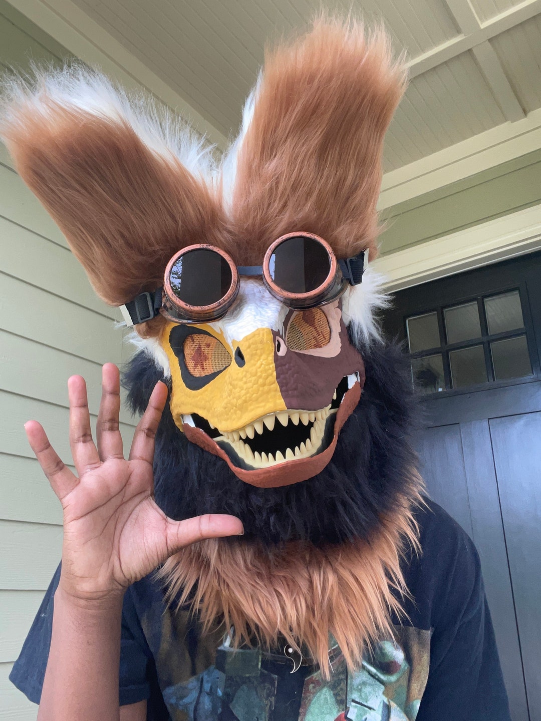 Dino Mask Warm Cocoa Hq Etsy