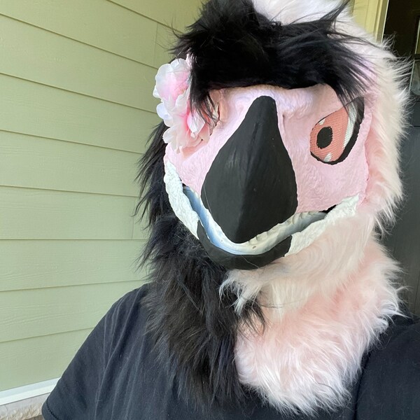 Pink Furry Dino Mask With Ears - Etsy
