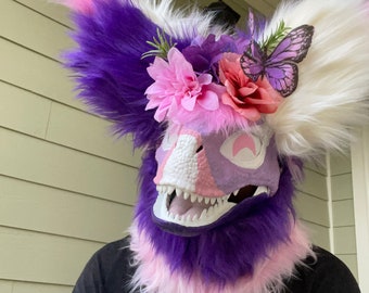 Dino Mask Fursuit Partial Blue Pink and Purple MQ-HQ Arm Sleeves, Head ...