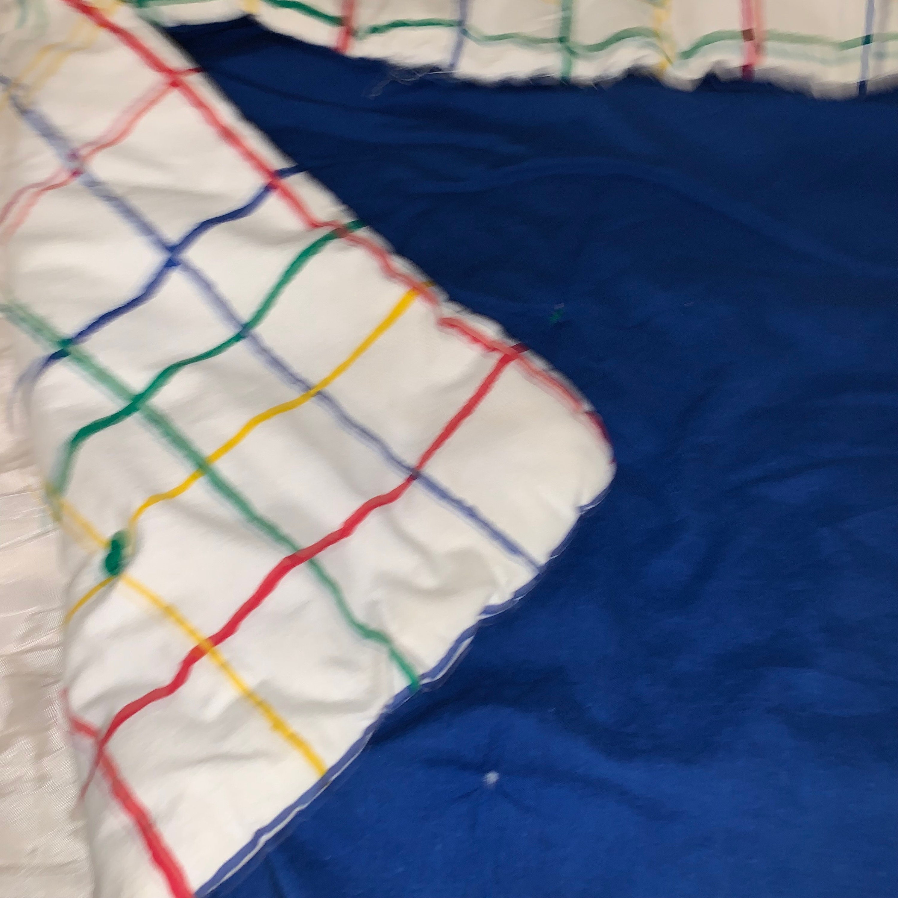 Vintage 70s 80s Primary Colors Plaid Baby Blanket Quilt Crib Comforter ...