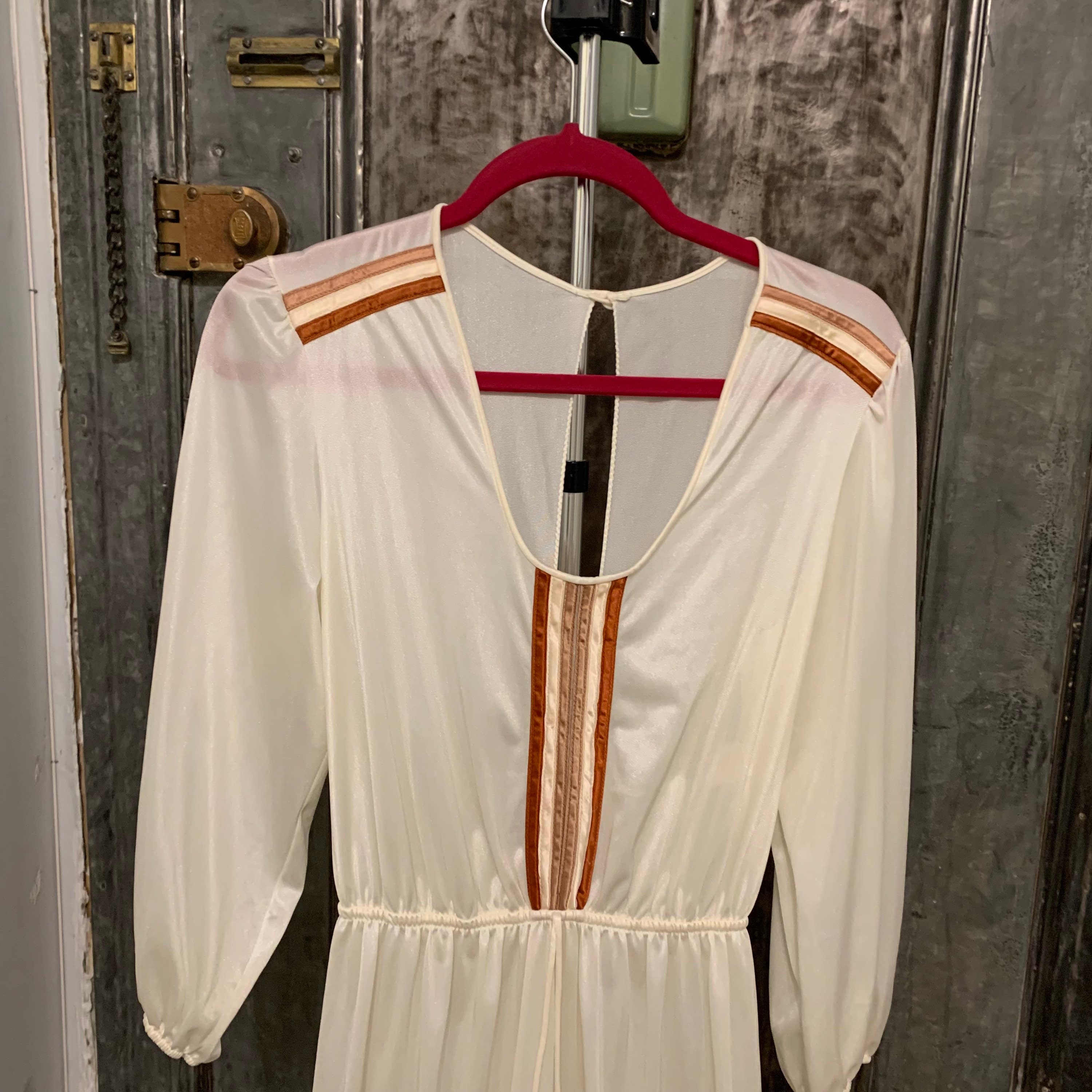 Vintage 70s Sears Nylon Cream Mid Century Mod Retro Brown - Etsy