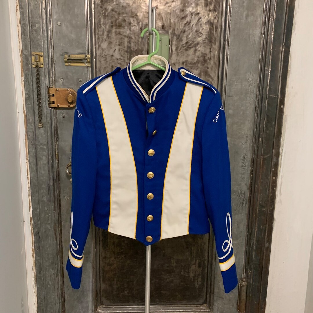 S M L Vintage 90s Blue and White Band Jacket Cropped Length Uniform ...