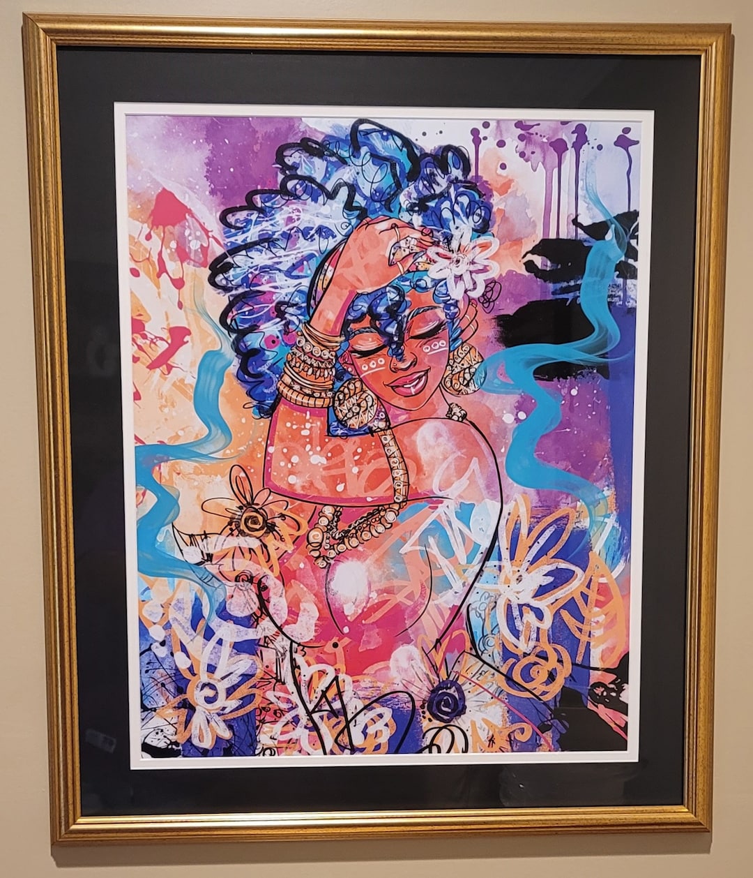 Framed African American Art | Gold Flowers / Justin Copeland | Framed Black Art Print - Etsy