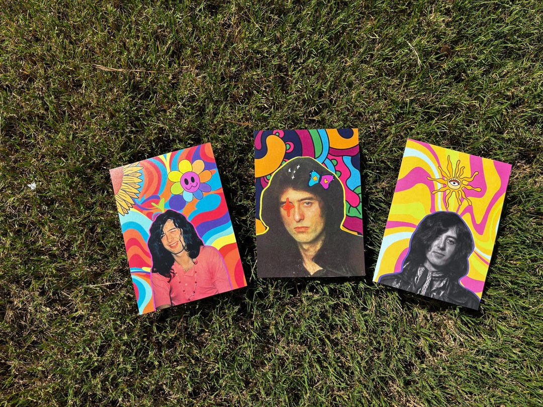 Jimmy Page Hippie 70s Style Art Print - Etsy